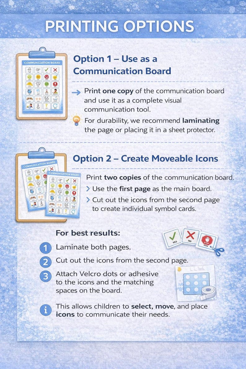 Autism Communication Board Printable | AAC Visual Support | Speech ...
