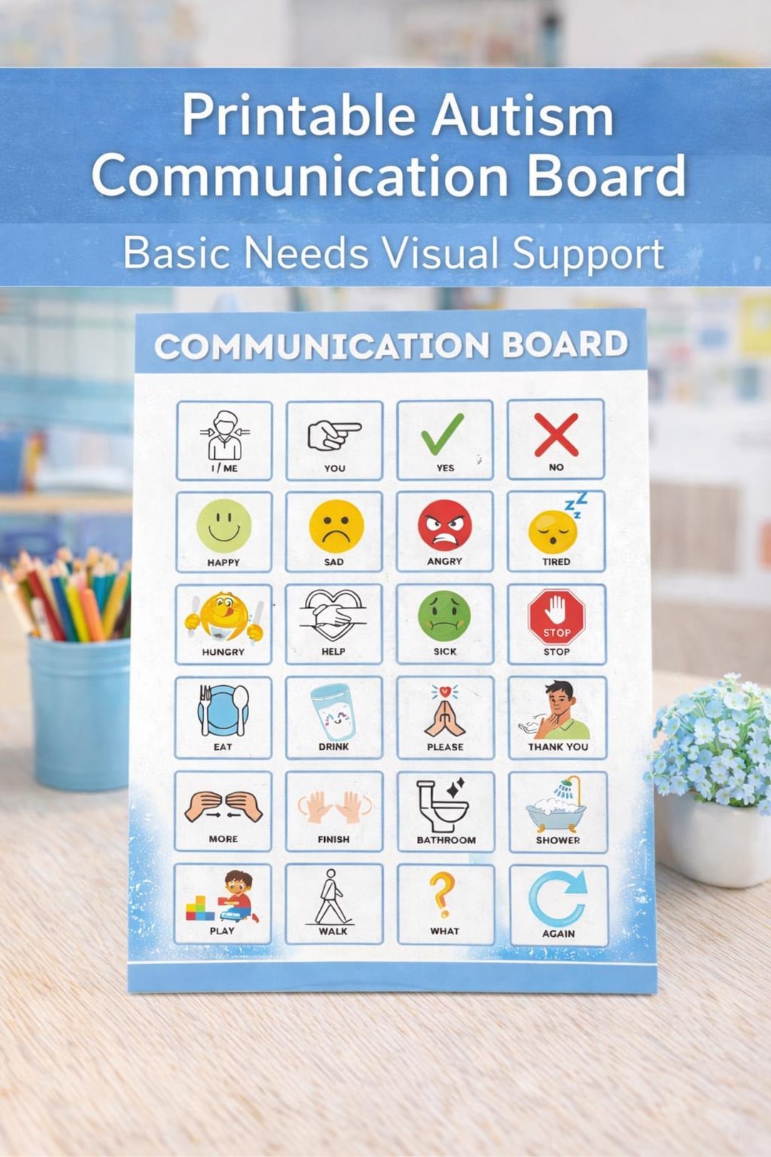 Autism Communication Board Printable | AAC Visual Support | Speech ...