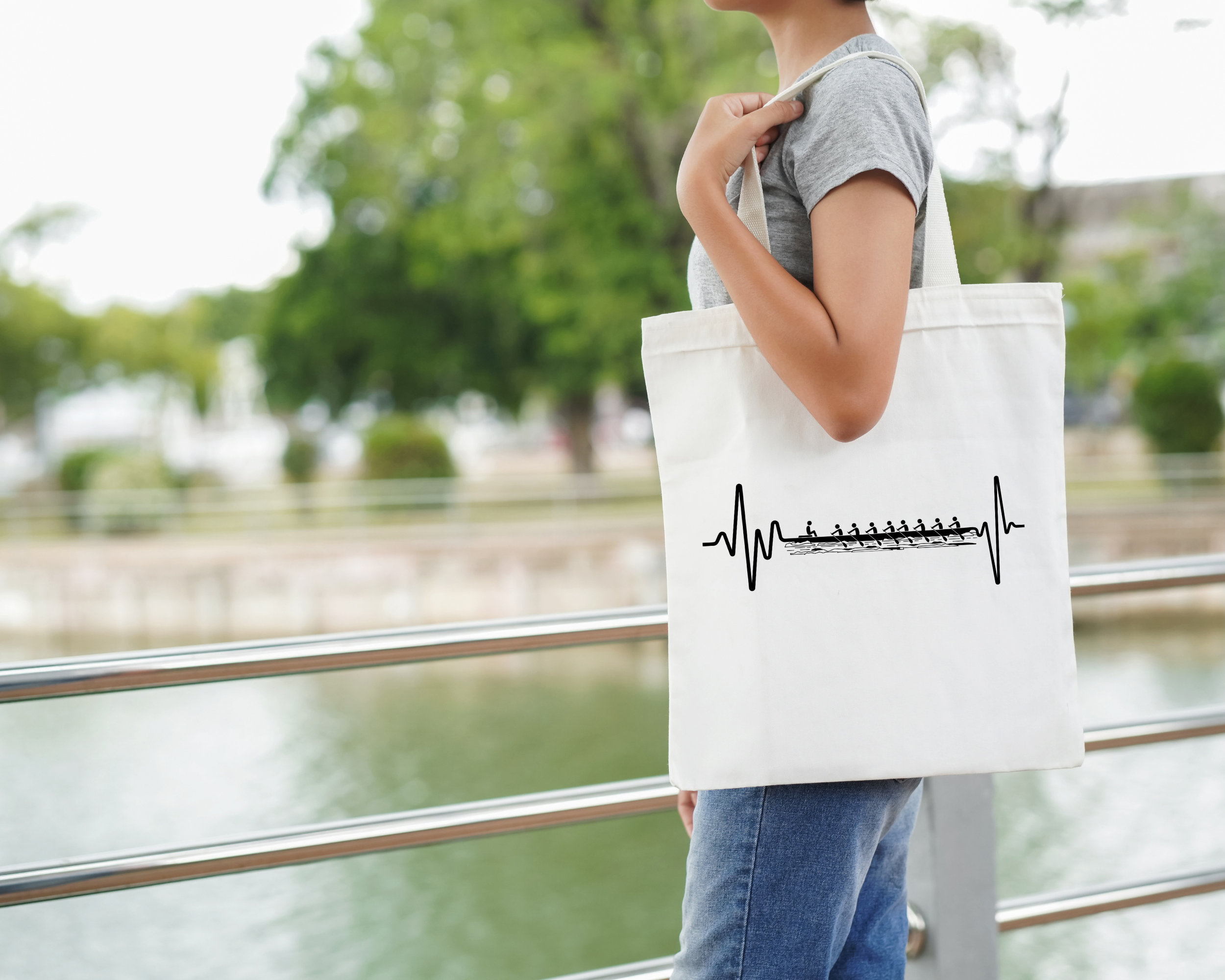 Heart Beat Rowing Tote Bag, Rowers Gift, Boat Team Tote Bag, Rowing ...
