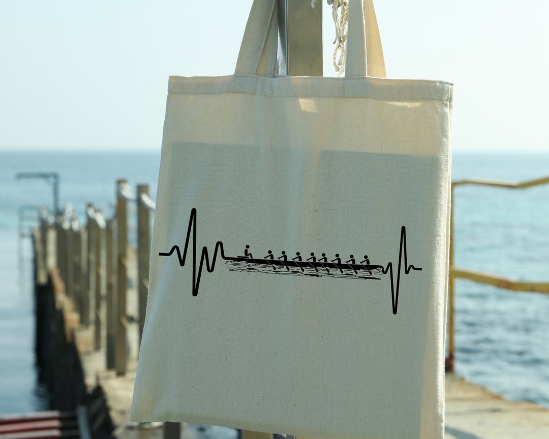 Heart Beat Rowing Tote Bag, Rowers Gift, Boat Team Tote Bag, Rowing ...