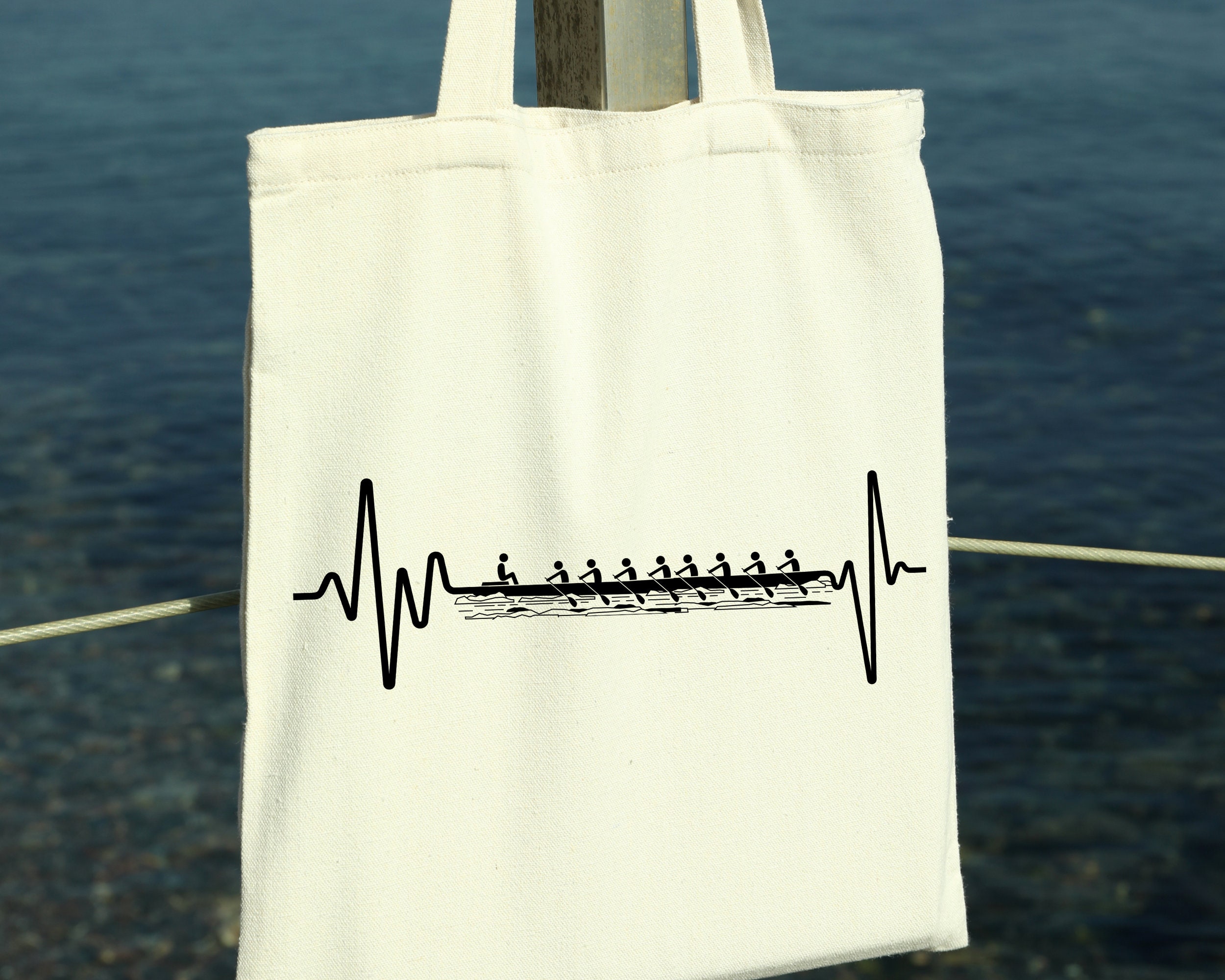 Heart Beat Rowing Tote Bag, Rowers Gift, Boat Team Tote Bag, Rowing ...