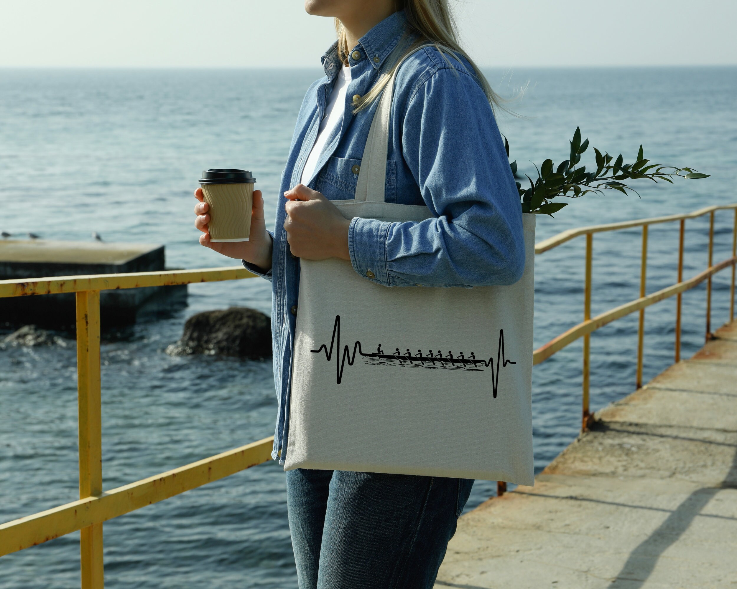 Heart Beat Rowing Tote Bag, Rowers Gift, Boat Team Tote Bag, Rowing ...