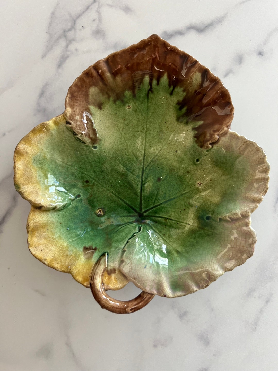 Vintage Etruscan Majolica Leaf Plate - Etsy