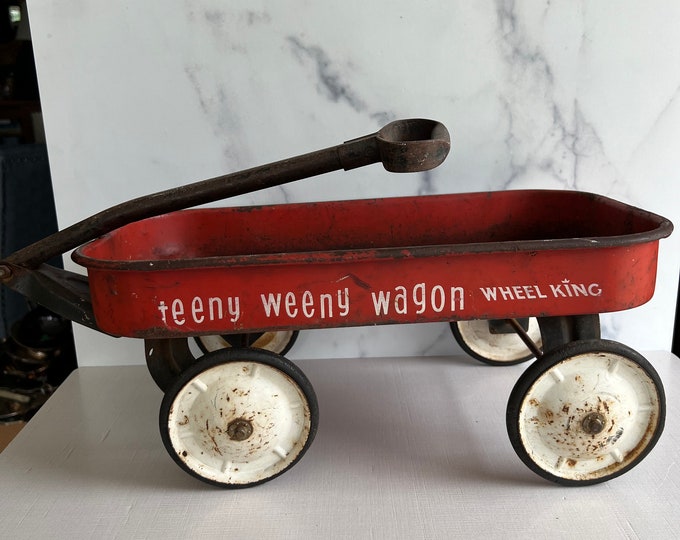 Vintage Teeny Weeny Wagon, Vintage Metal Toy, Little Red Wagon, Garden ...
