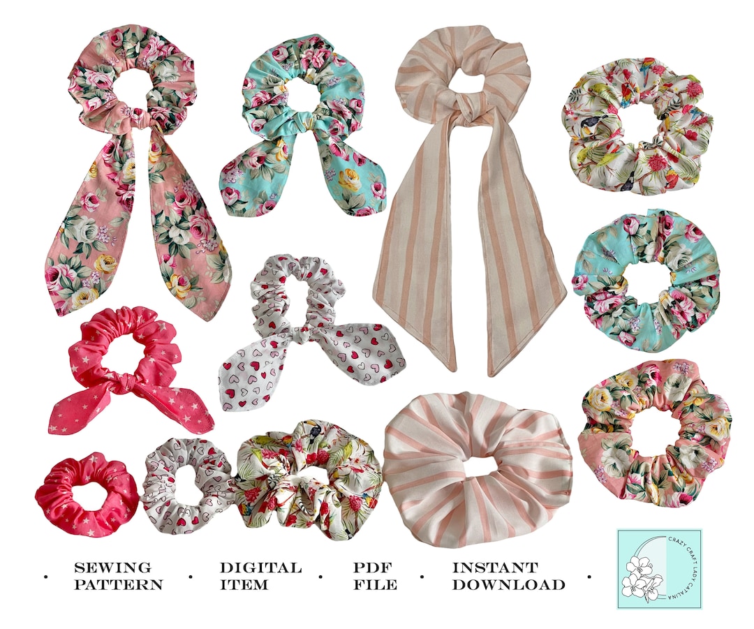 Scrunchies Sewing Pattern - Digital Download - PDF Sewing Patterns ...