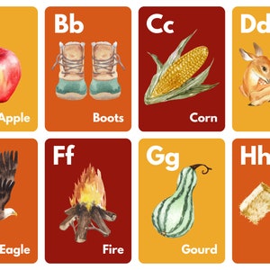 Autumn Themed Alphabet Flashcards - Etsy