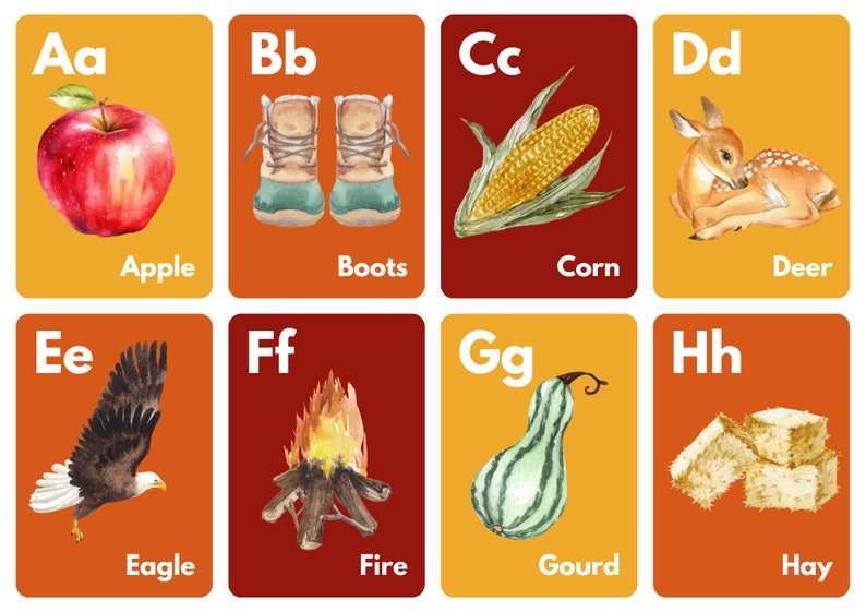 Autumn Themed Alphabet Flashcards - Etsy