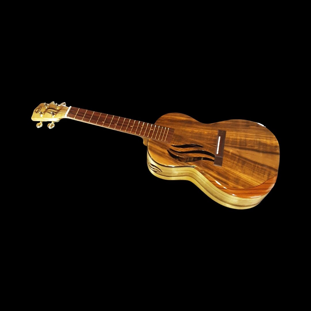 Solid Myrtle Super Tenor Ukulele: Wave Design Sound Holes, French ...