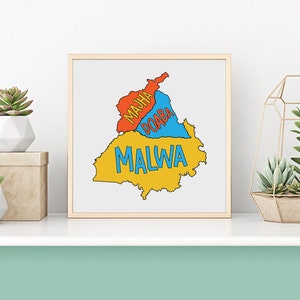Majha Doaba Malwa Map Poster | Digital Download | Punjab | Sikh Art ...