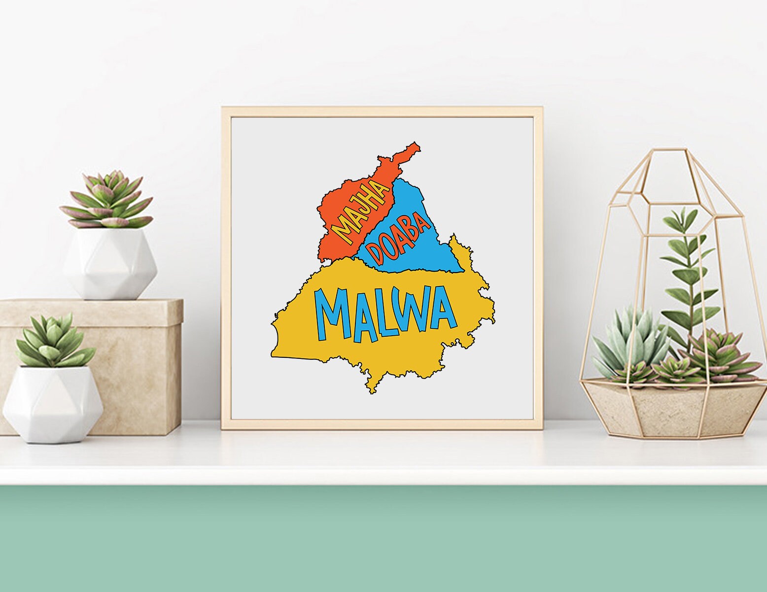 Majha Doaba Malwa Map Poster Digital Download Punjab Sikh Art Home ...