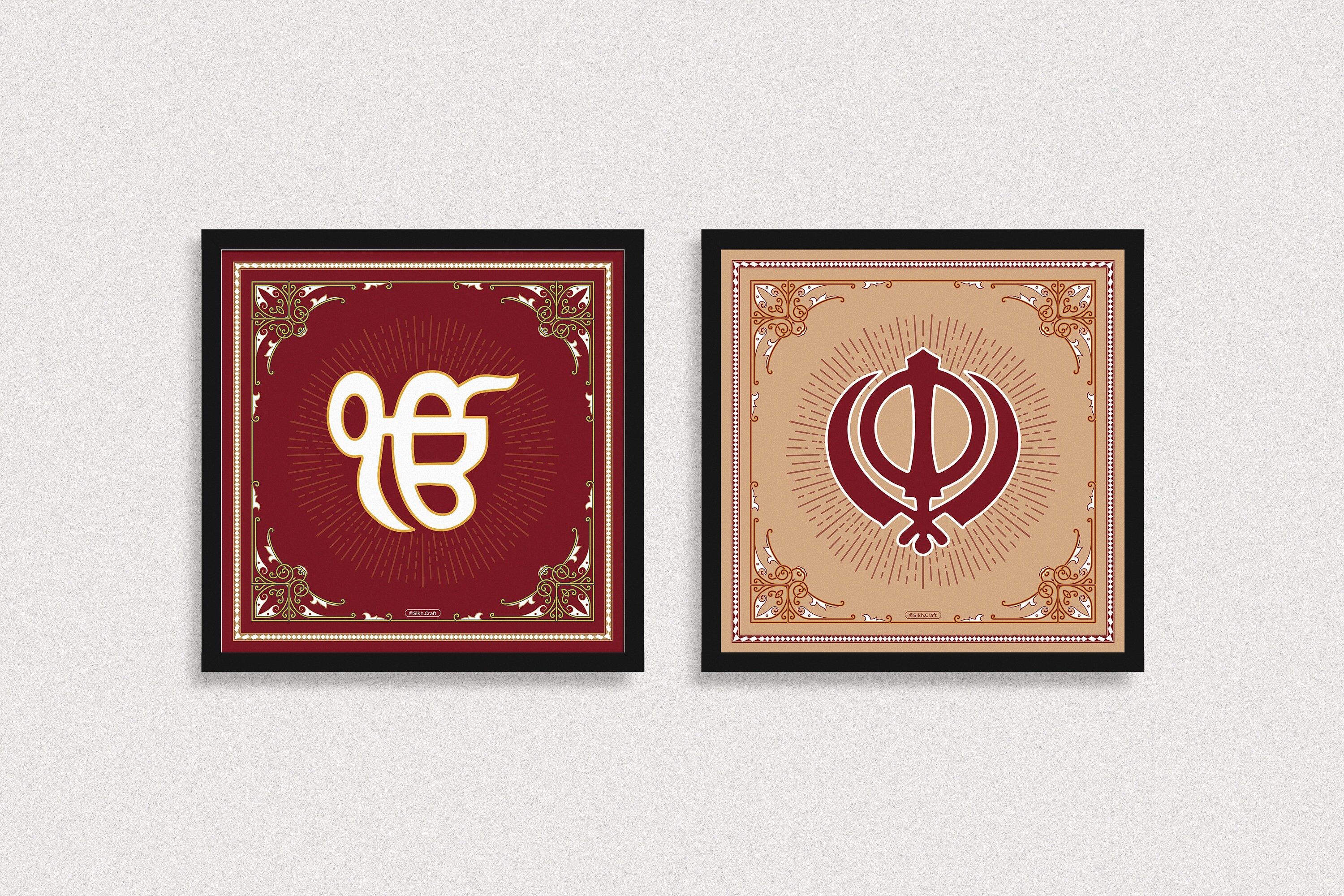 Set of 2 Sikh Art Print, Digital Download, Khanda, Ek Onkaar, Wall Art ...