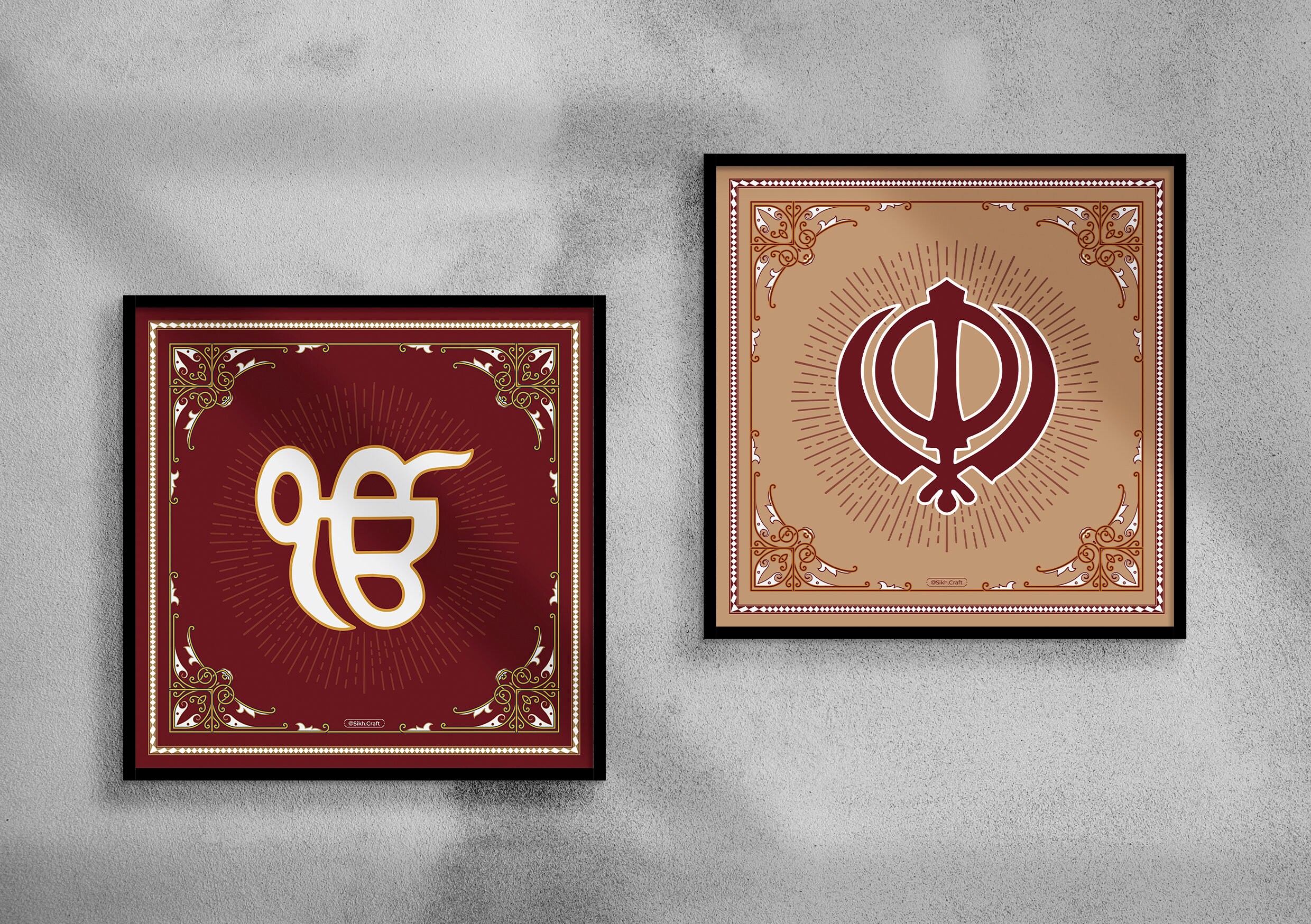 Set of 2 Sikh Art Print, Digital Download, Khanda, Ek Onkaar, Wall Art ...