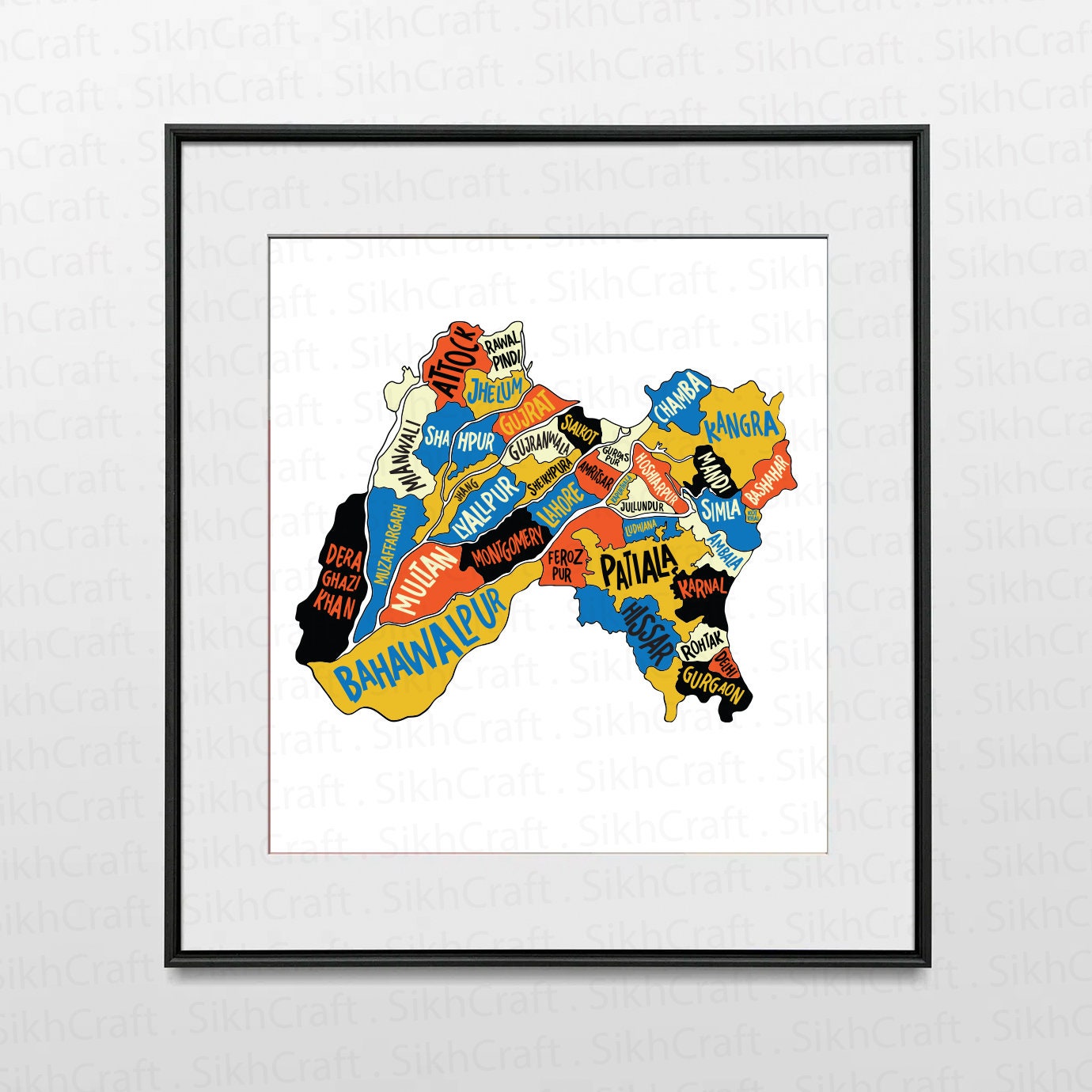 United Punjab Map Digital Download Charda Punjab Sikh Art Home Decor ...