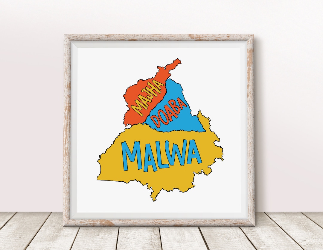 Majha Doaba Malwa Map Poster | Digital Download | Punjab | Sikh Art ...