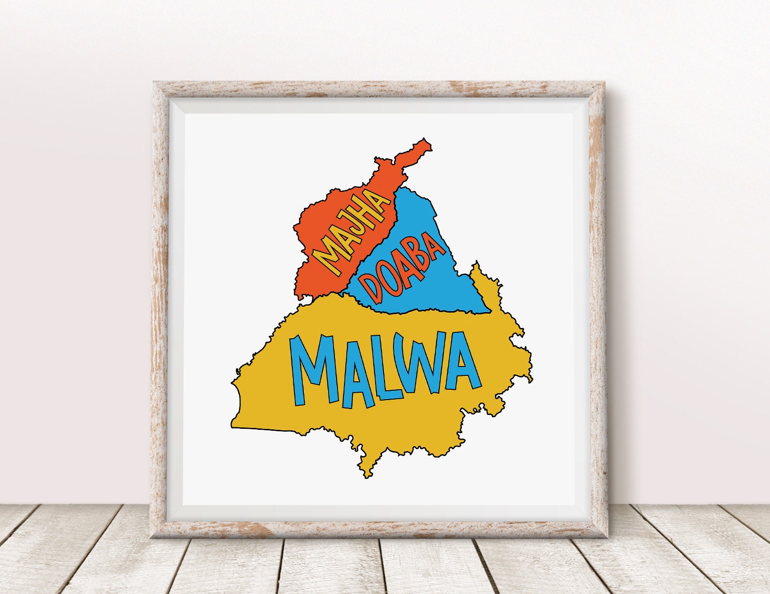 Majha Doaba Malwa Map Poster Digital Download Punjab Sikh Art Home ...