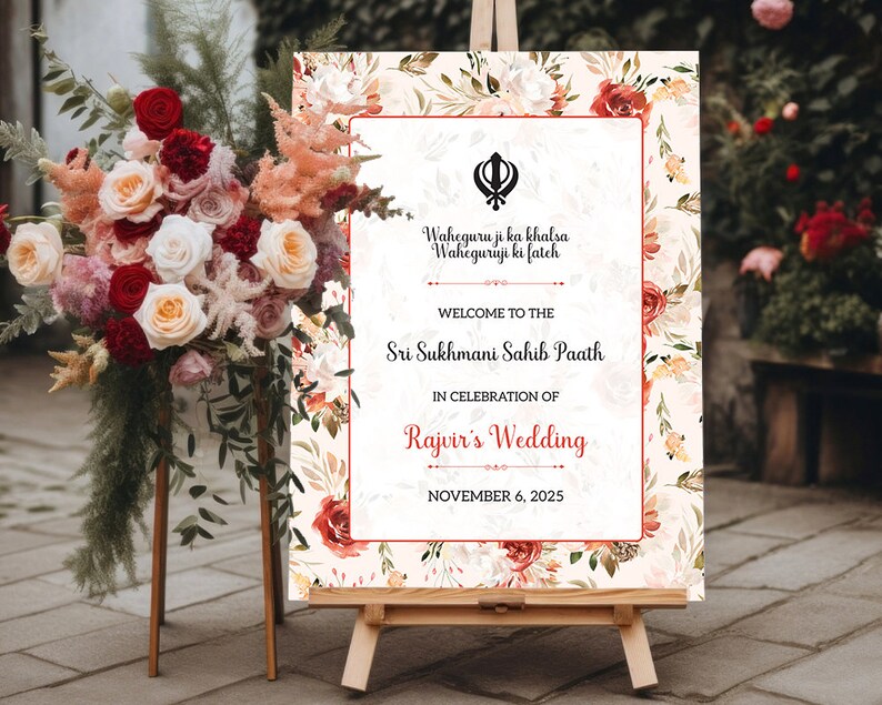 Sukhmani Sahib Paath Sign | Wedding Event | Welcome Signage - Etsy