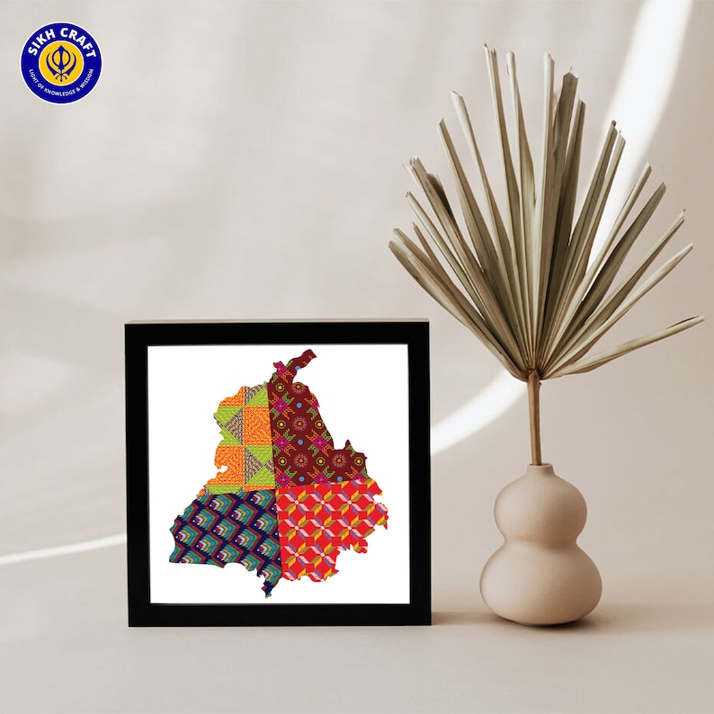 Phulkari Punjab Map Poster Digital Download Punjab Sikh Art Home Decor ...
