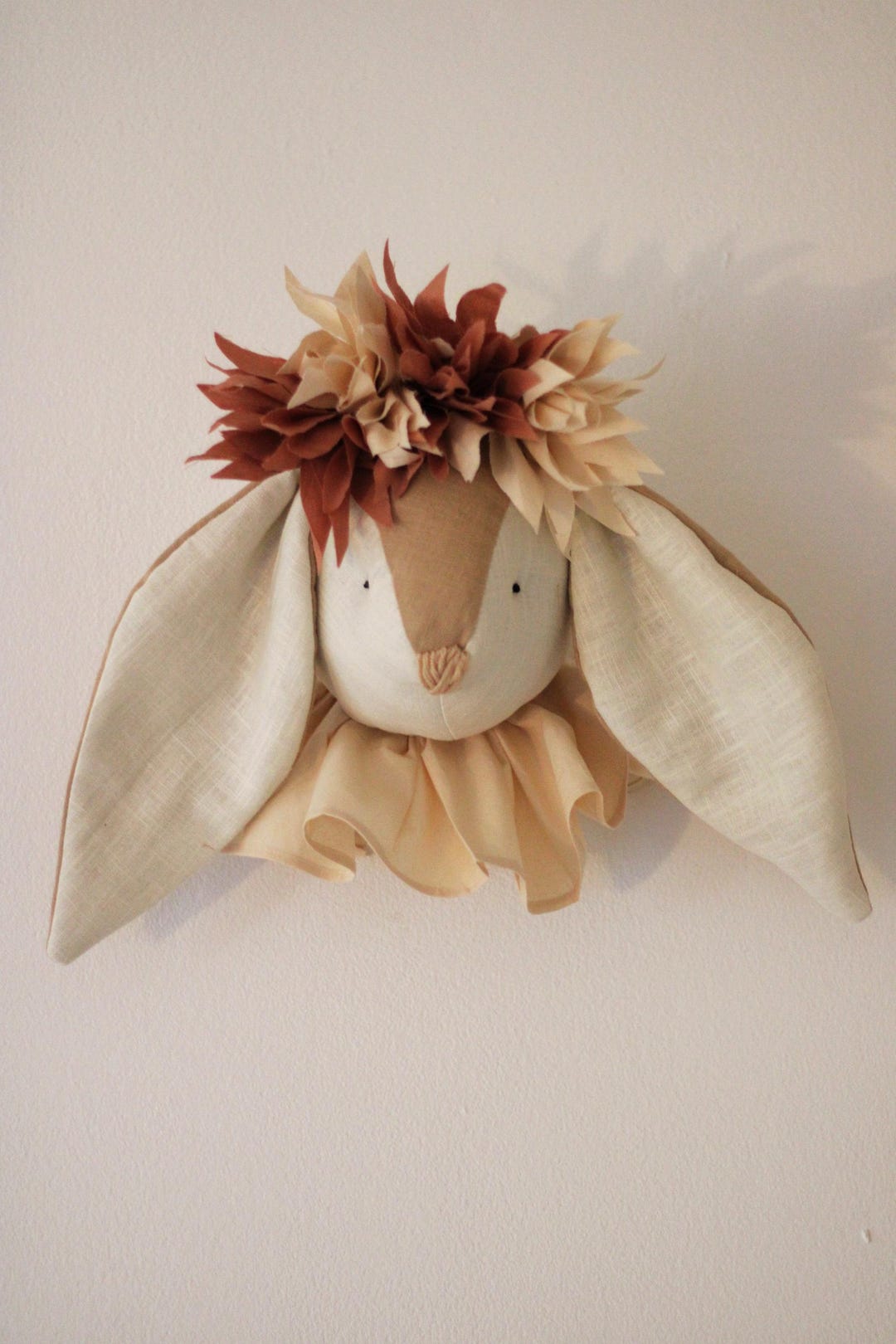 Linen Rabbit Head, Rabbit Mount, Bunny Faux Taxidermy, Linen Animal ...