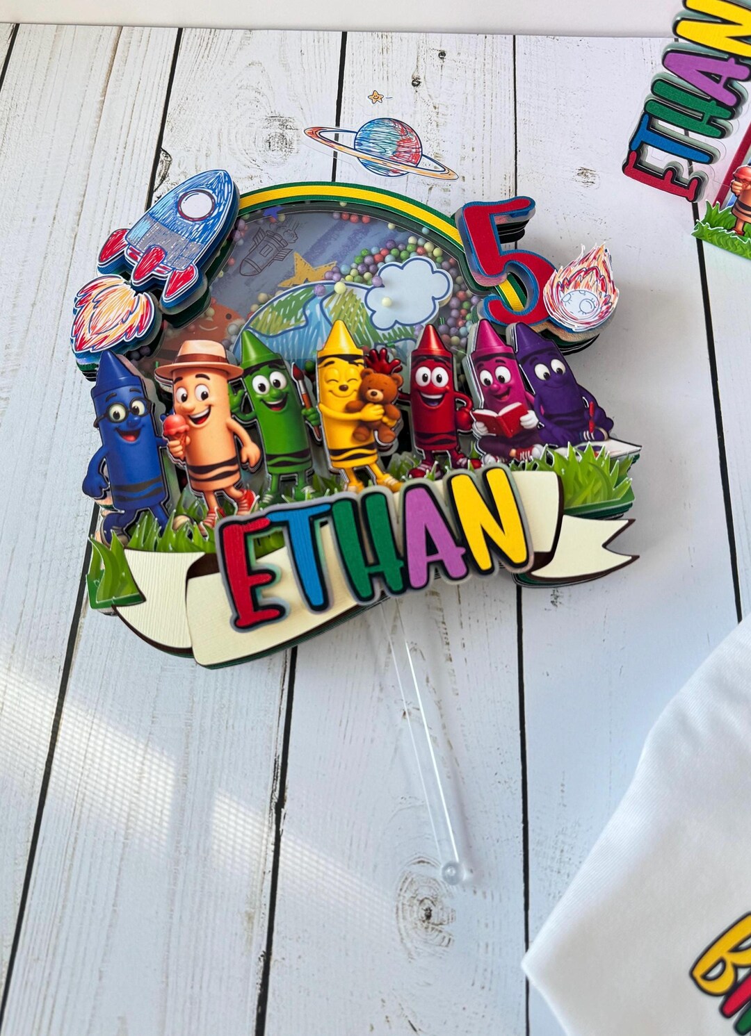 Crayon Cake Topper Shaker: Rainbow Art Birthday Party - Etsy