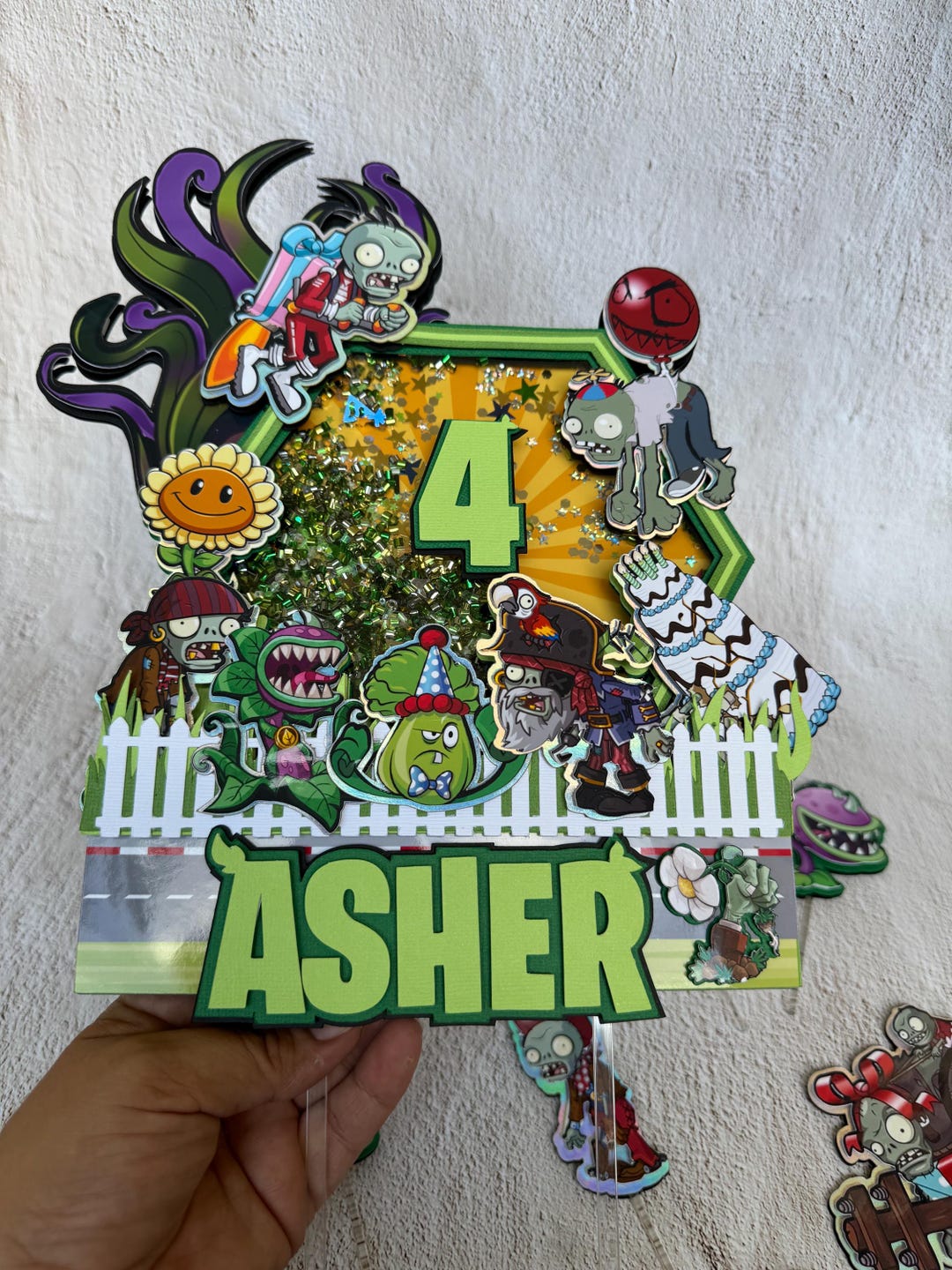 Inspired Plant Vs Zombie Cake Topper, PVZ Topper, Plant Vs Zombie ...