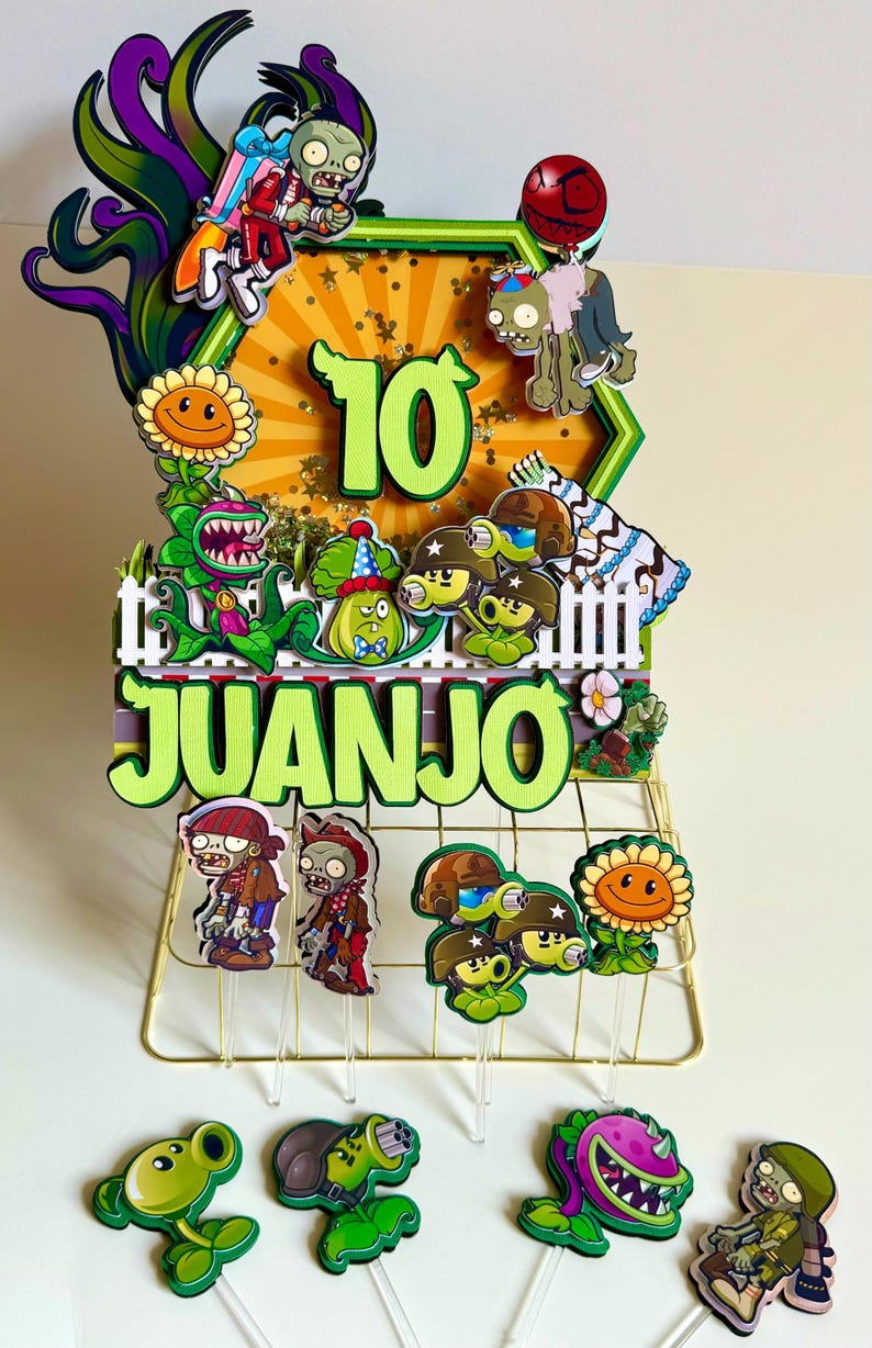 Inspired Plant Vs Zombie Cake Topper, PVZ Topper, Plant Vs Zombie ...