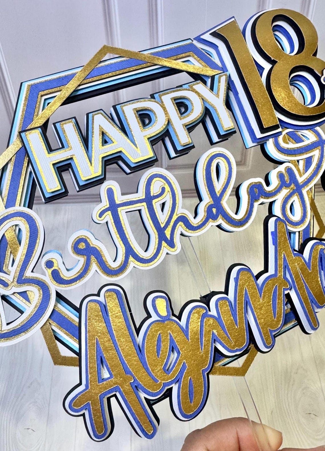 Personalized 18th Birthday Cake Topper: Blue & Black Party Decor - Etsy