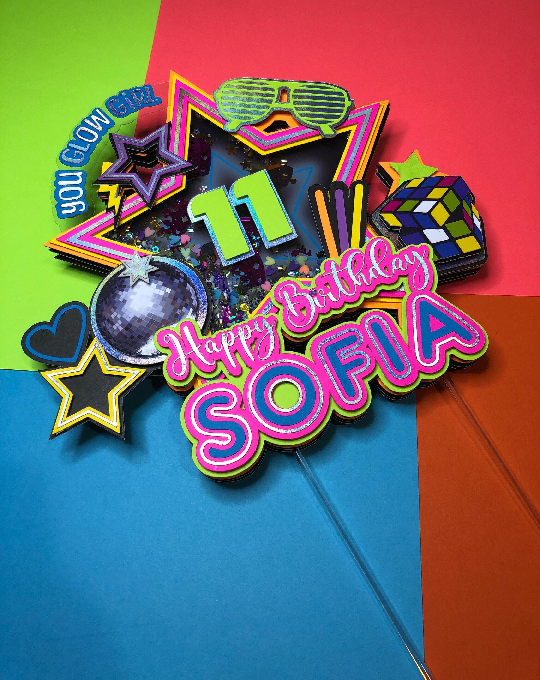 Neon Cake-topper, Neon Glow Topper, Glow Birthday Party, Neon Glow Cake ...