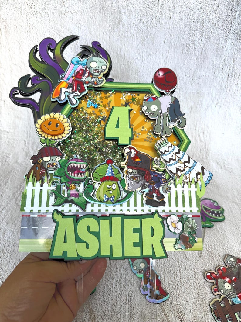 Inspired Plant Vs Zombie Cake Topper, PVZ Topper, Plant Vs Zombie ...