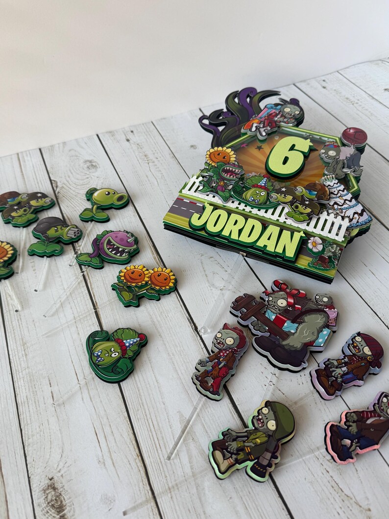Inspired Plant Vs Zombie Cake Topper, PVZ Topper, Plant Vs Zombie ...
