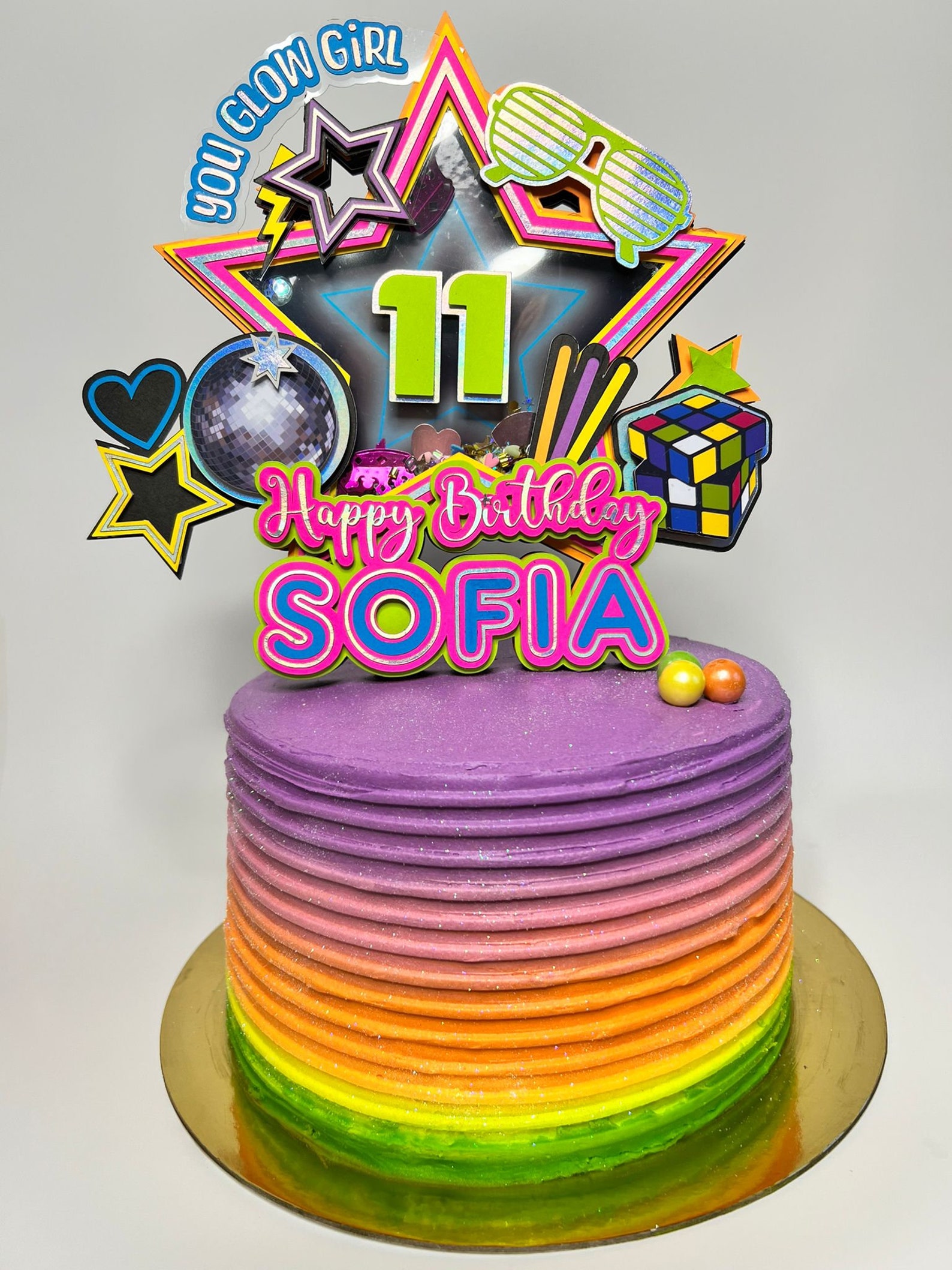 Neon Cake-topper, Neon Glow Topper, Glow Birthday Party, Neon Glow Cake ...