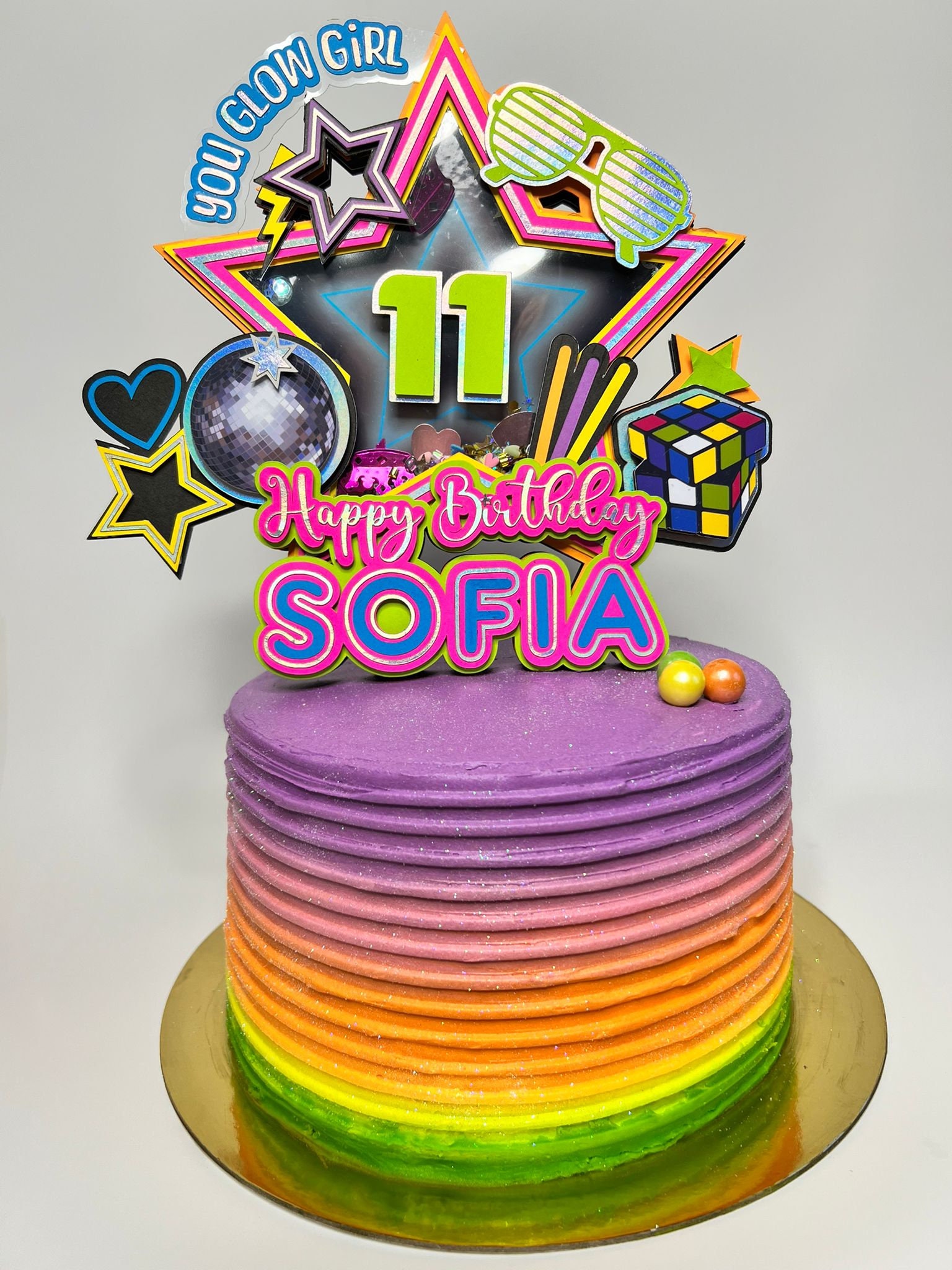 Neon Cake-topper, Neon Glow Topper, Glow Birthday Party, Neon Glow Cake ...