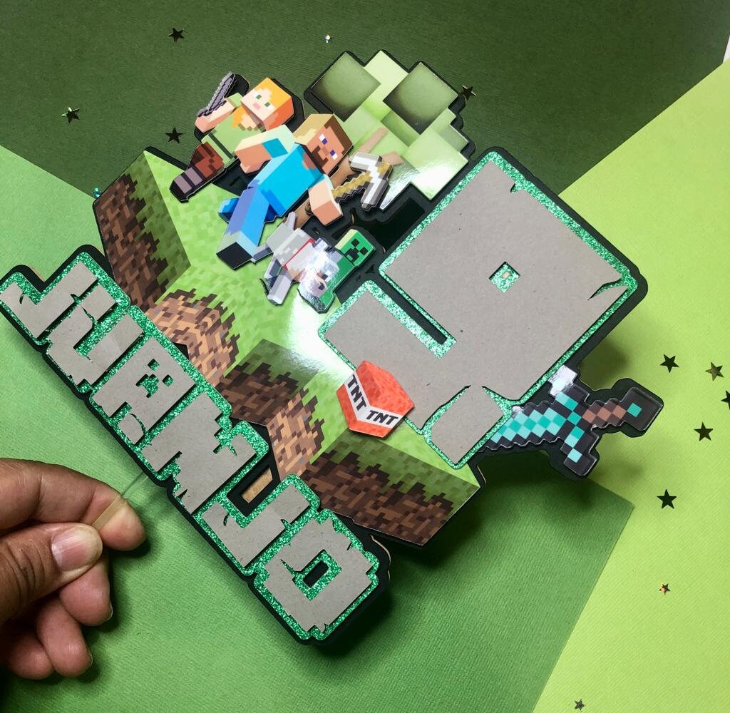 Minecraft Cake-topper Minecraft Topperminecraft Birthday - Etsy