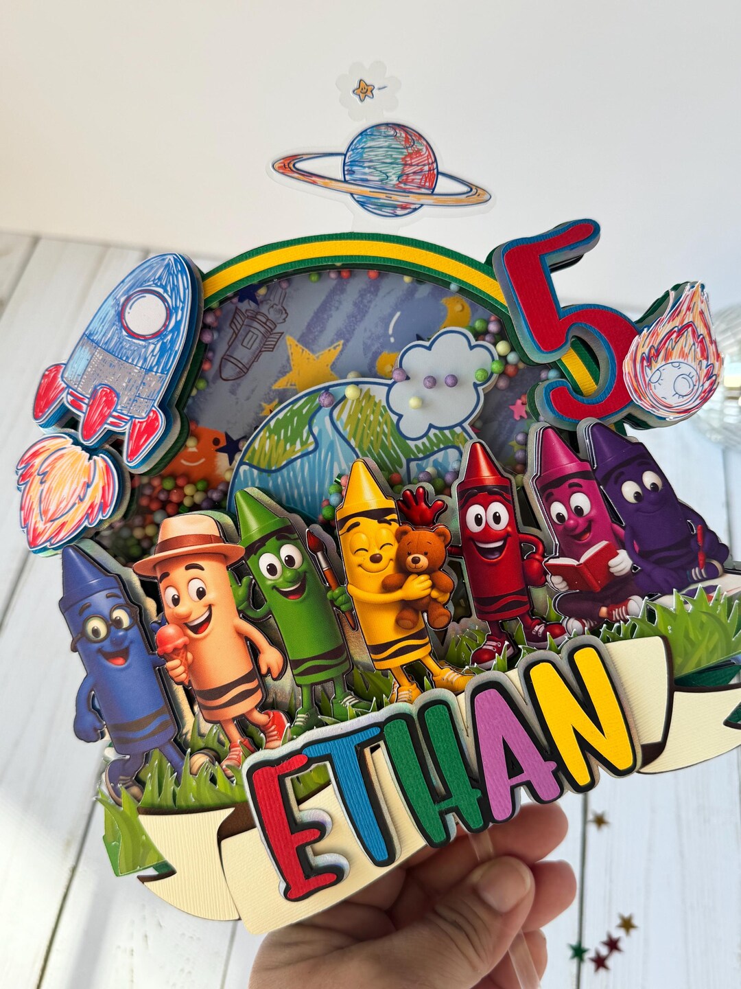 Cake Topper Shaker | Crayon Birthday | Crayon Party, Birthday Art Cake ...