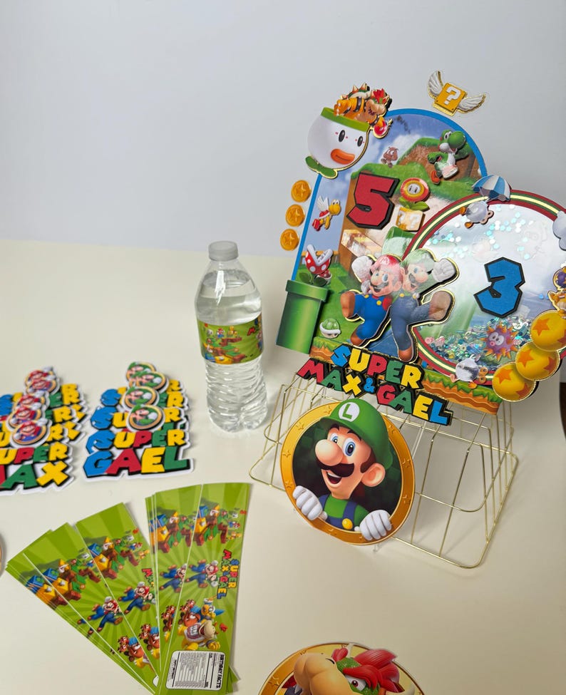 Super Mario Cake Topper: Shaker Birthday Party Decoration - Etsy