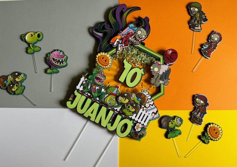 Inspired Plant Vs Zombie Cake Topper, PVZ Topper, Plant Vs Zombie ...