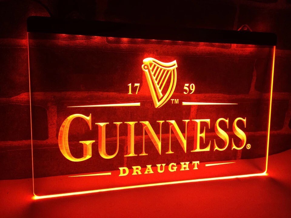 GUINNESS Light Panel Led Neon Sign Gift Lamp 30x20cm or 40x30cm, 8 ...