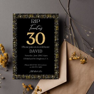 Thirty Birthday Party Invitation 30th Bday Invite Party RIP 20s Dirty ...