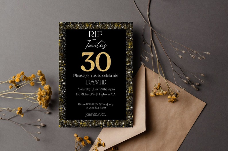 Thirty Birthday Party Invitation 30th Bday Invite Party RIP 20s Dirty ...