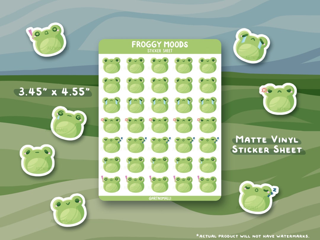 Froggy Mood Tracker Sticker Sheet Cute Kawaii Frog Stationary Planner ...