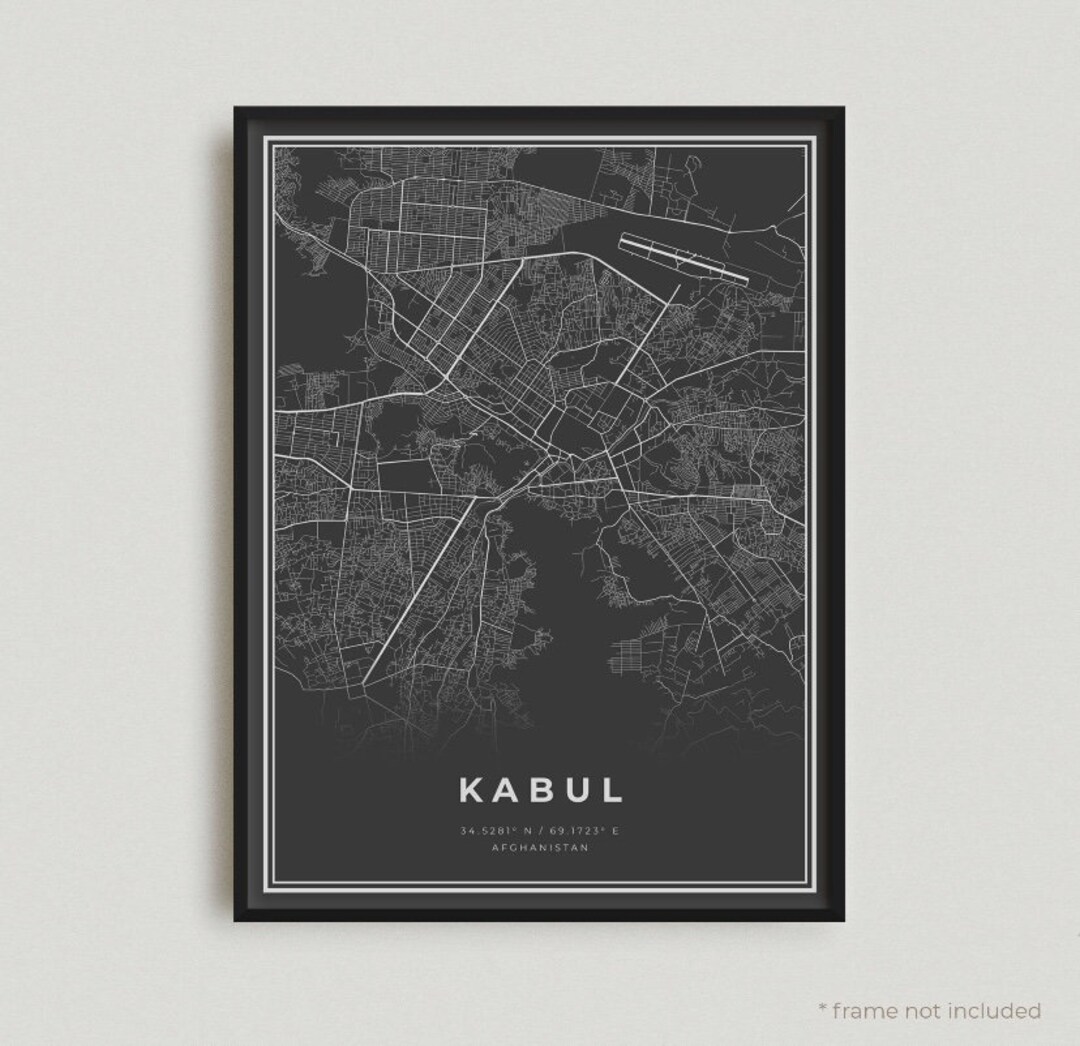 Black Kabul Map - Etsy