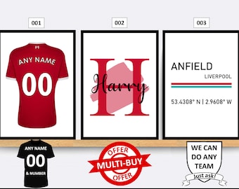 Personalised Liverpool Football Shirt Print Wall Art Poster Custom Home ...