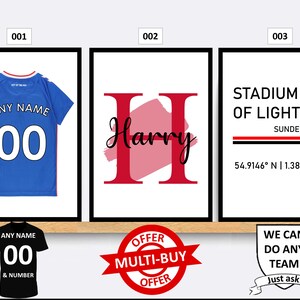 Personalised Sunderland AFC Football Prints Wall Art Poster Set of 3 ...
