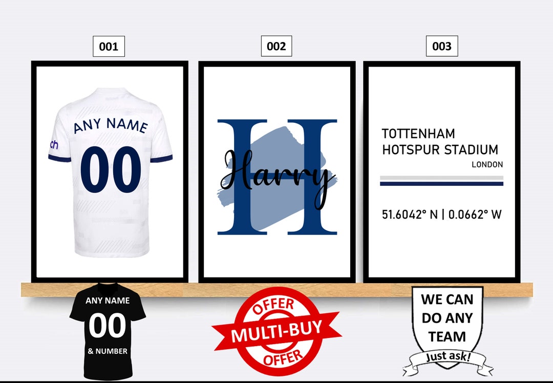Personalised Tottenham Hotspur Football Prints Wall Art Poster Set of 3 ...