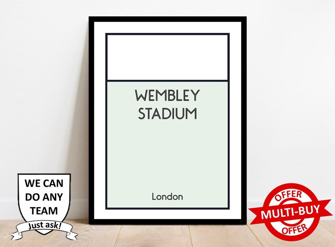 England Football Monopoly Wembley Stadium Print Wall Art Poster Custom ...