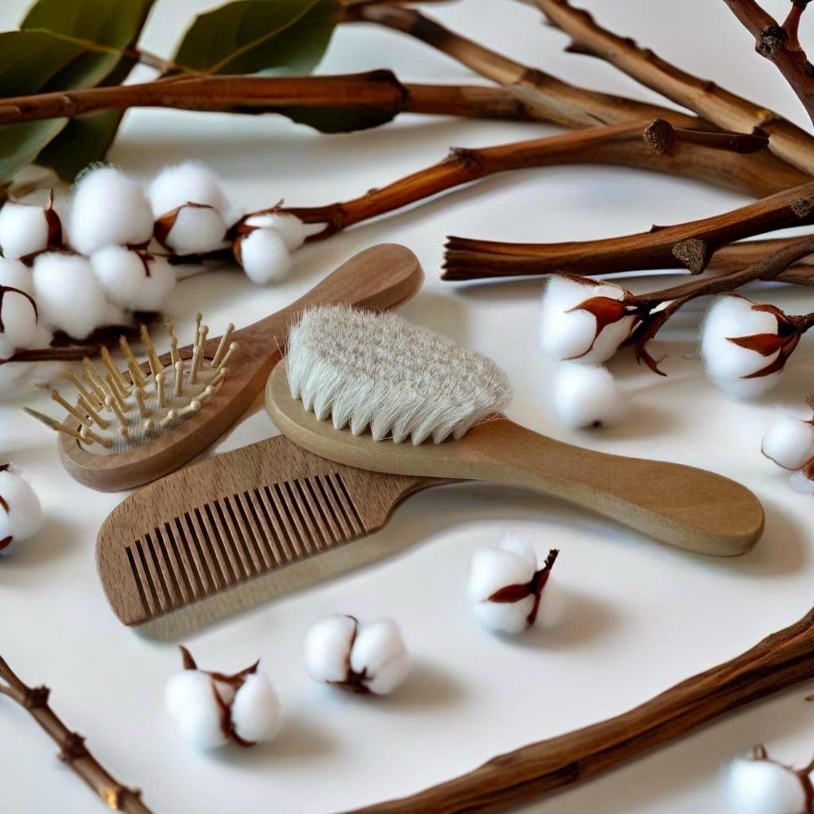 Personalized Baby Brush Set - Custom Wooden Comb and Soft Bristle Brush ...