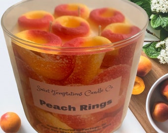 PEACH CANDLE, Peachie O's, Peach Ring Just Peachy Peach Scent Dessert ...