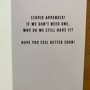 Handmade Appendicitis Get Well Card - Etsy