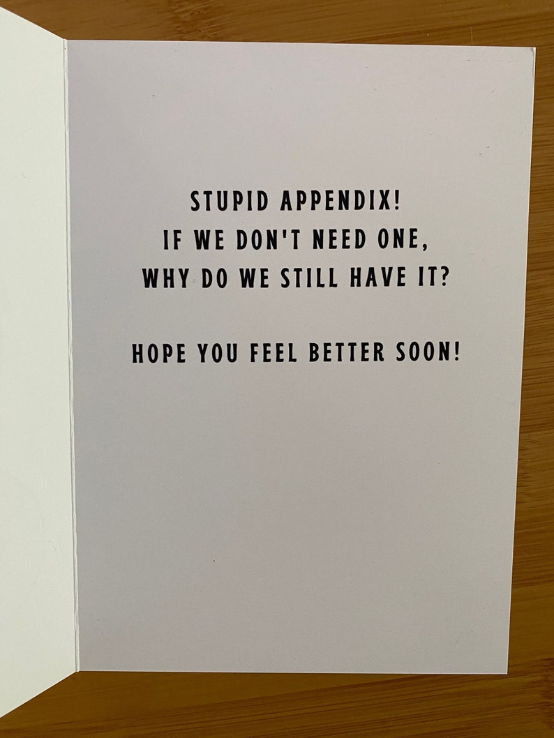 Handmade Appendicitis Get Well Card - Etsy