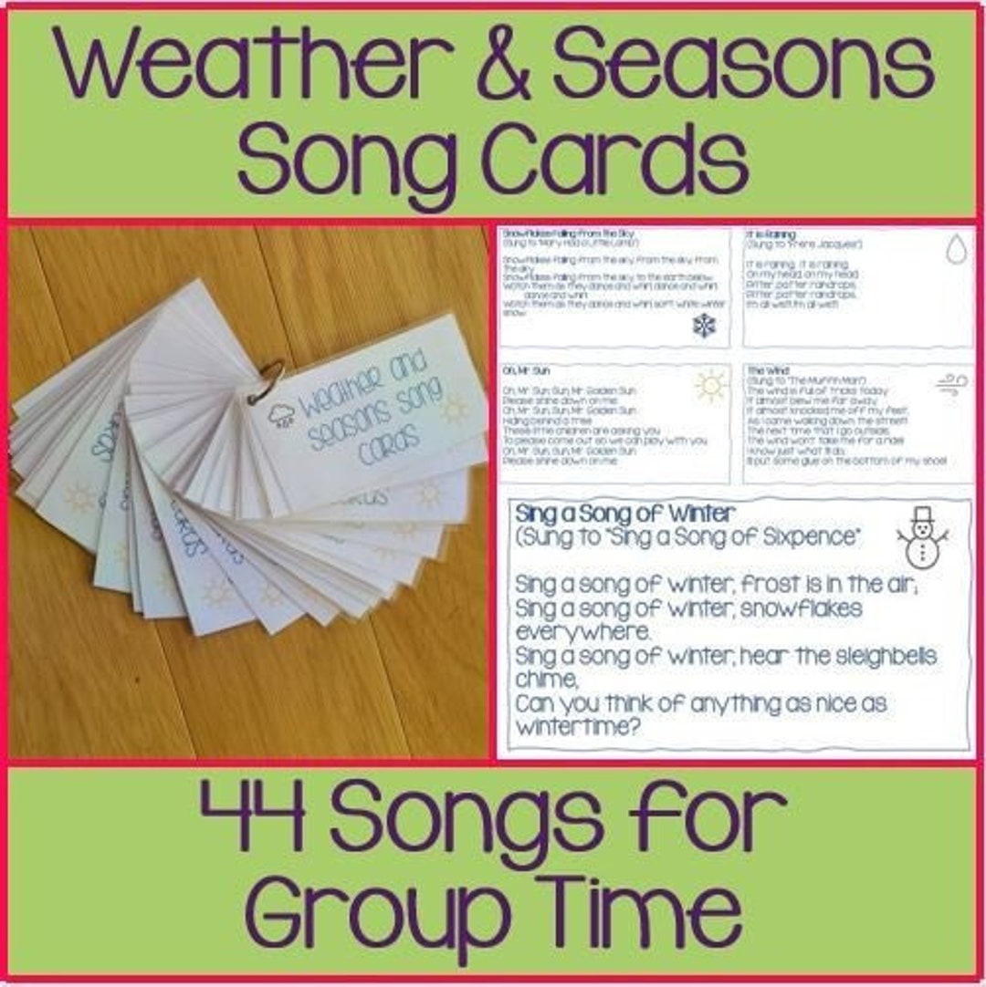 Weather and Season Song Cards for Group Time - Etsy