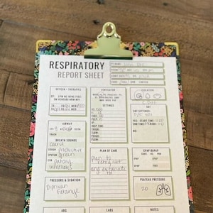 Respiratory Therapy Report Sheet - Etsy